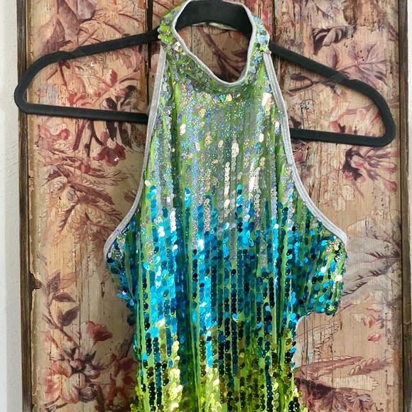 Yandy | Dresses | 9s Vintage Stretch Sequin Embellished Dance Costume ...